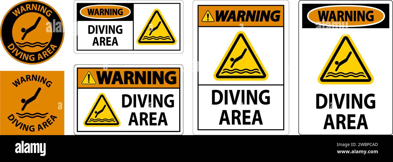 Water Safety Sign Warning - Diving Area Stock Vector Image & Art - Alamy