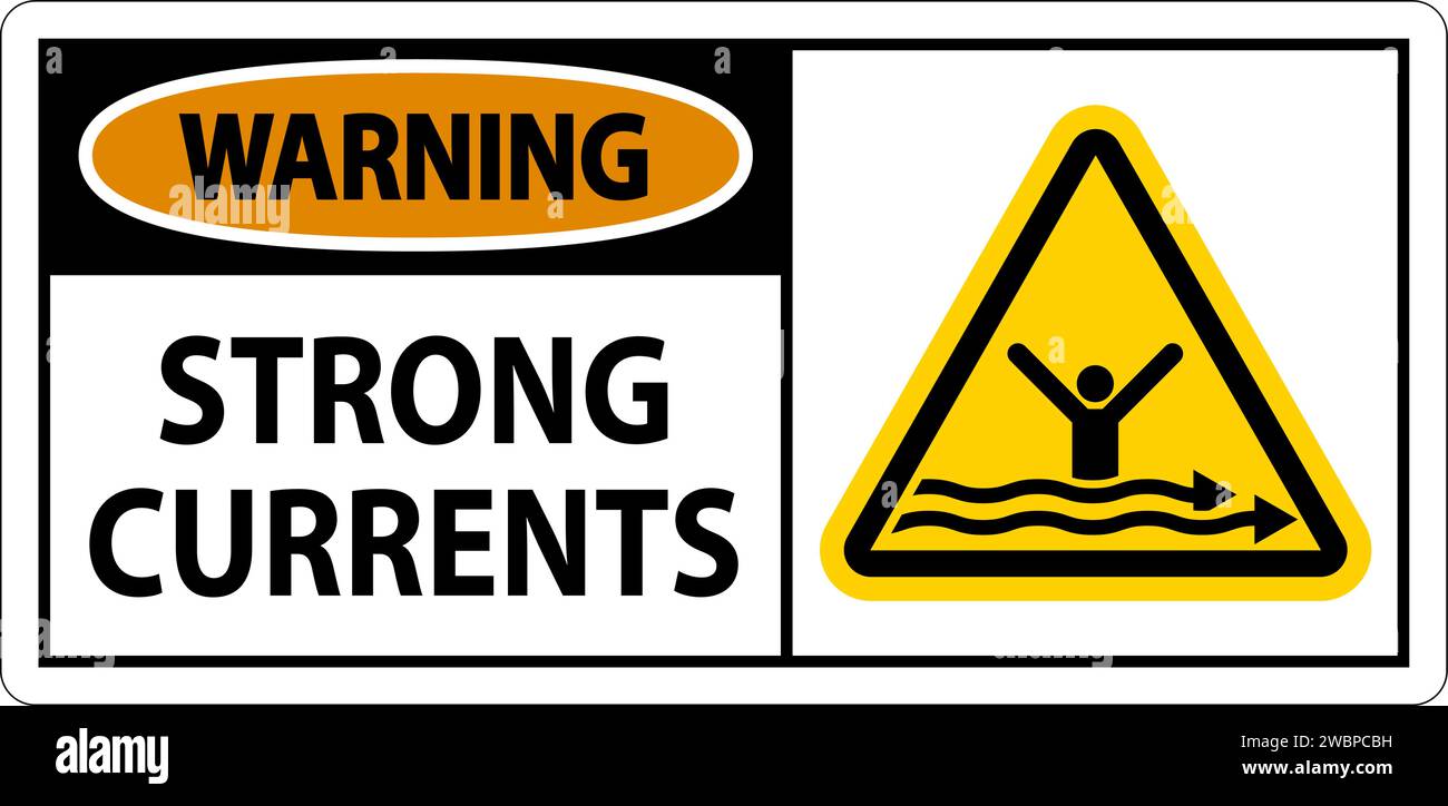 Water Safety Sign Warning - Strong Currents Stock Vector Image & Art ...