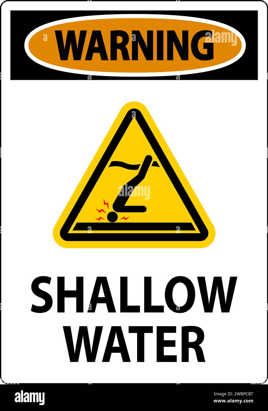 Water Safety Sign Warning - Shallow Water Stock Vector Image & Art - Alamy