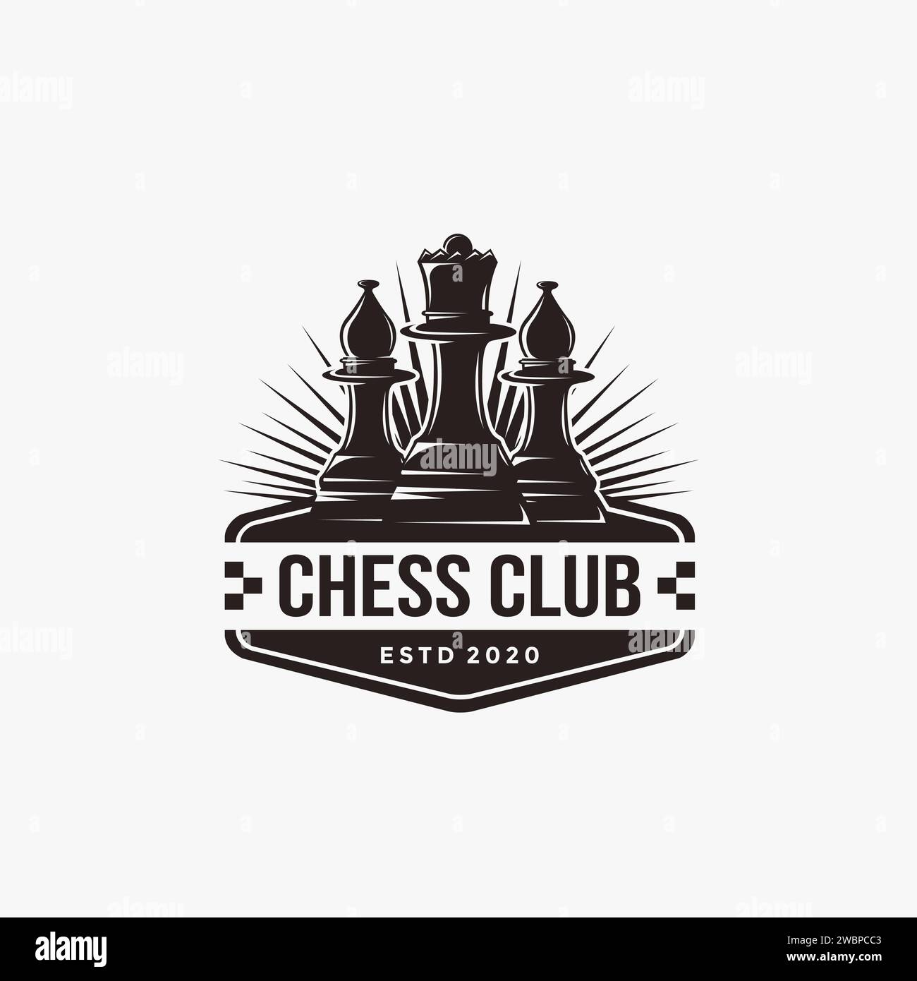 Vintage classic badge emblem chess club, chess tournament logo vector ...