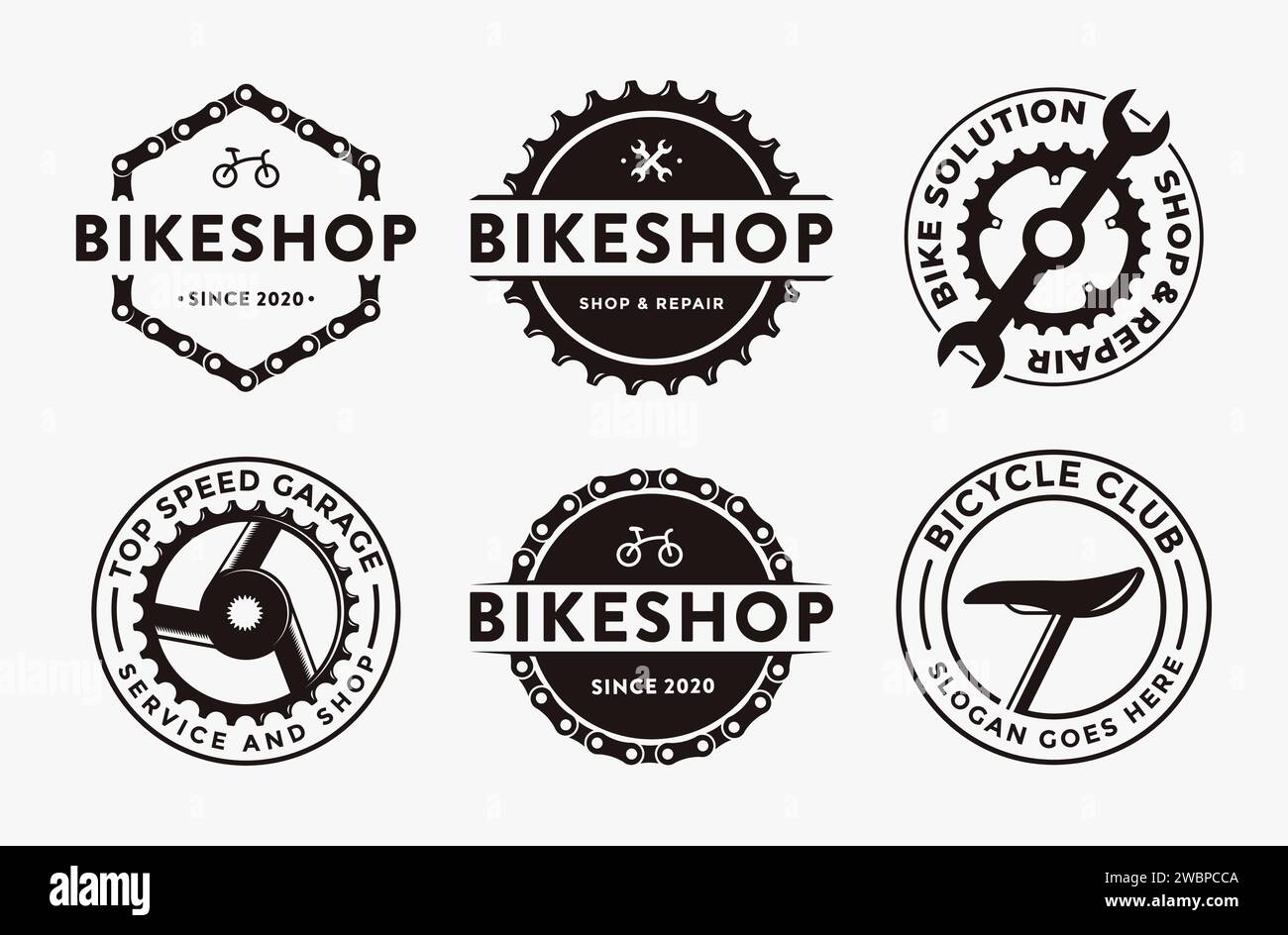 Set of badge emblem bicycle shop bike club logo icon vector ...