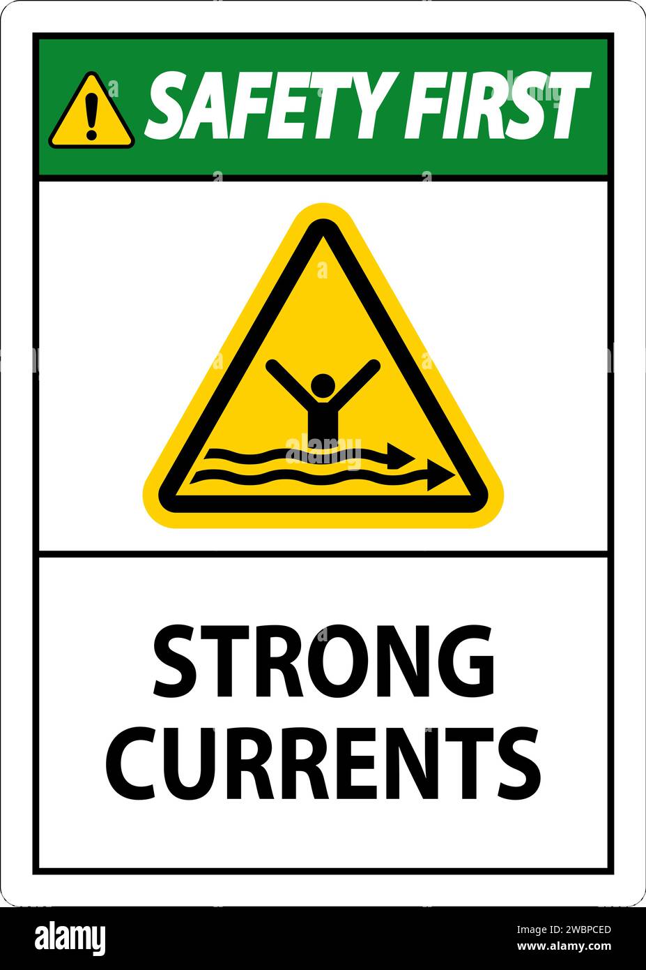 Water Safety First Sign - Strong Currents Stock Vector Image & Art - Alamy