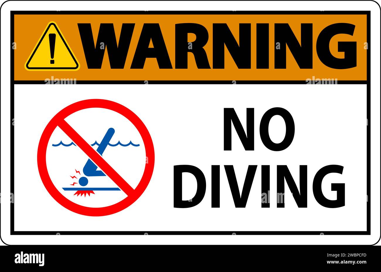 Pool Safety Sign Warning, No Diving Stock Vector Image & Art - Alamy