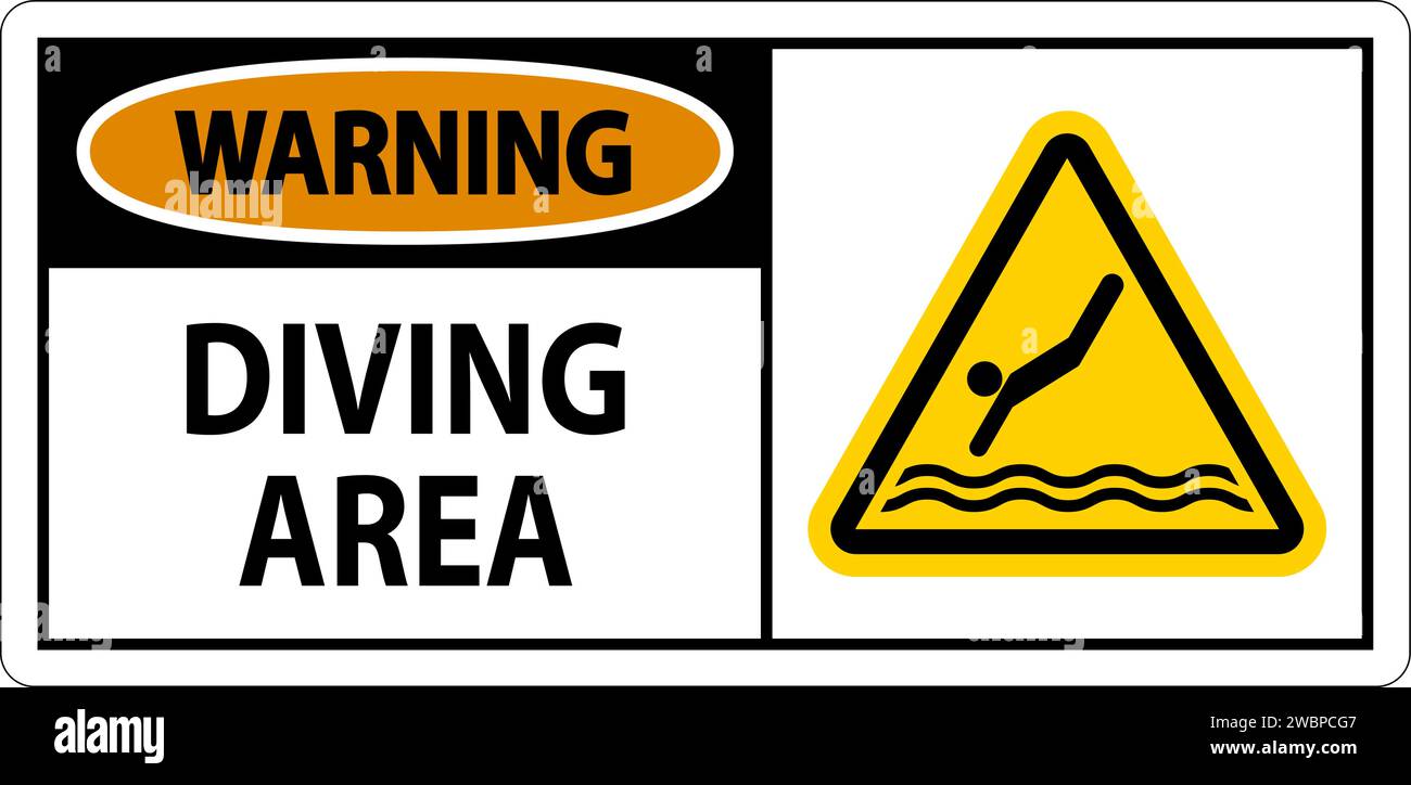 Water Safety Sign Warning - Diving Area Stock Vector Image & Art - Alamy