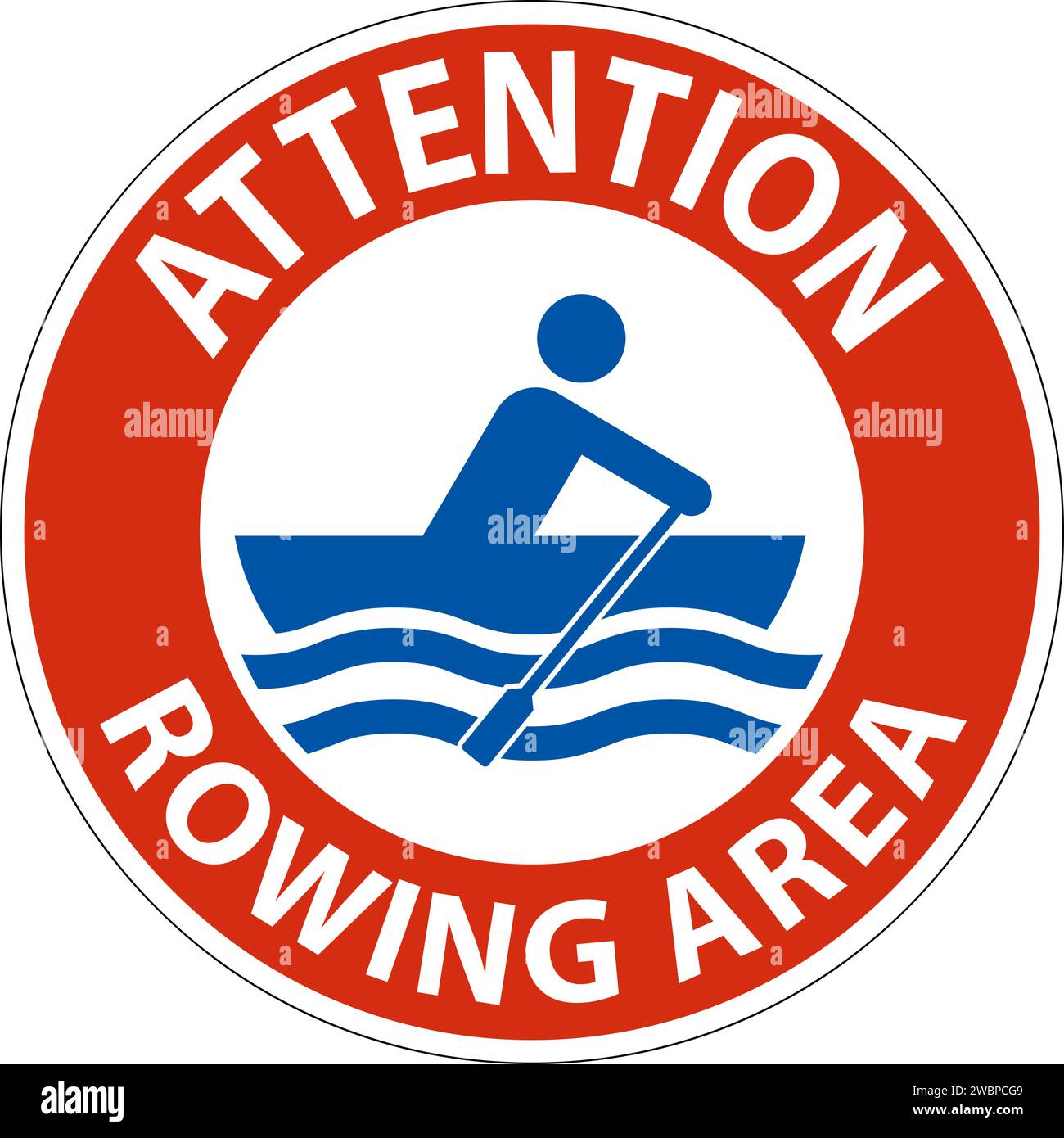 Water Safety Sign Attention - Rowing Area Stock Vector Image & Art - Alamy