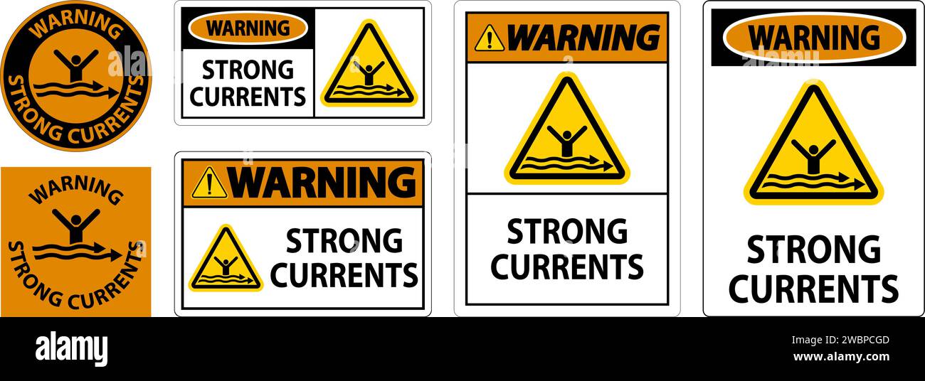 Water Safety Sign Warning - Strong Currents Stock Vector Image & Art ...