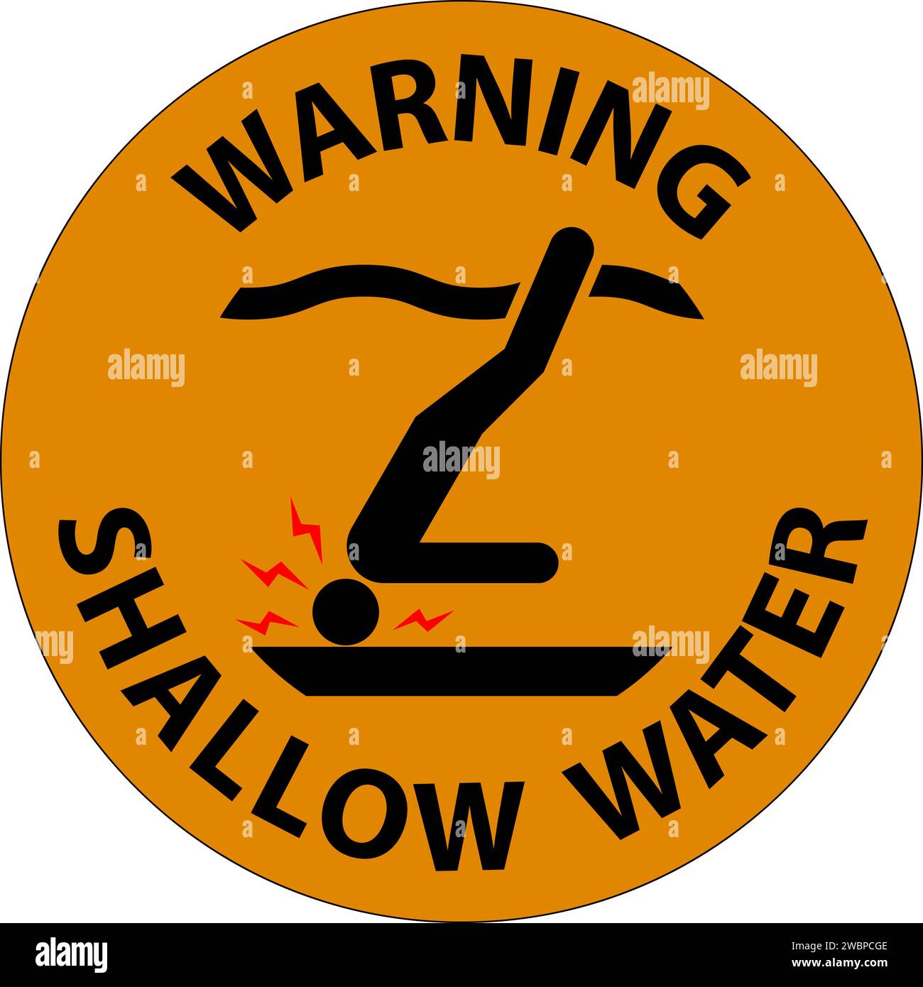 Water Safety Sign Warning - Shallow Water Stock Vector Image & Art - Alamy