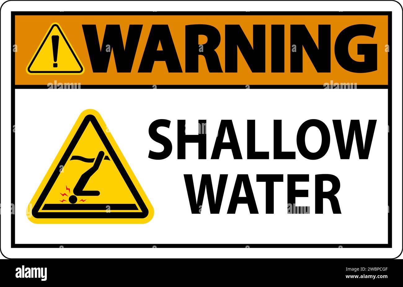 Water Safety Sign Warning - Shallow Water Stock Vector Image & Art - Alamy