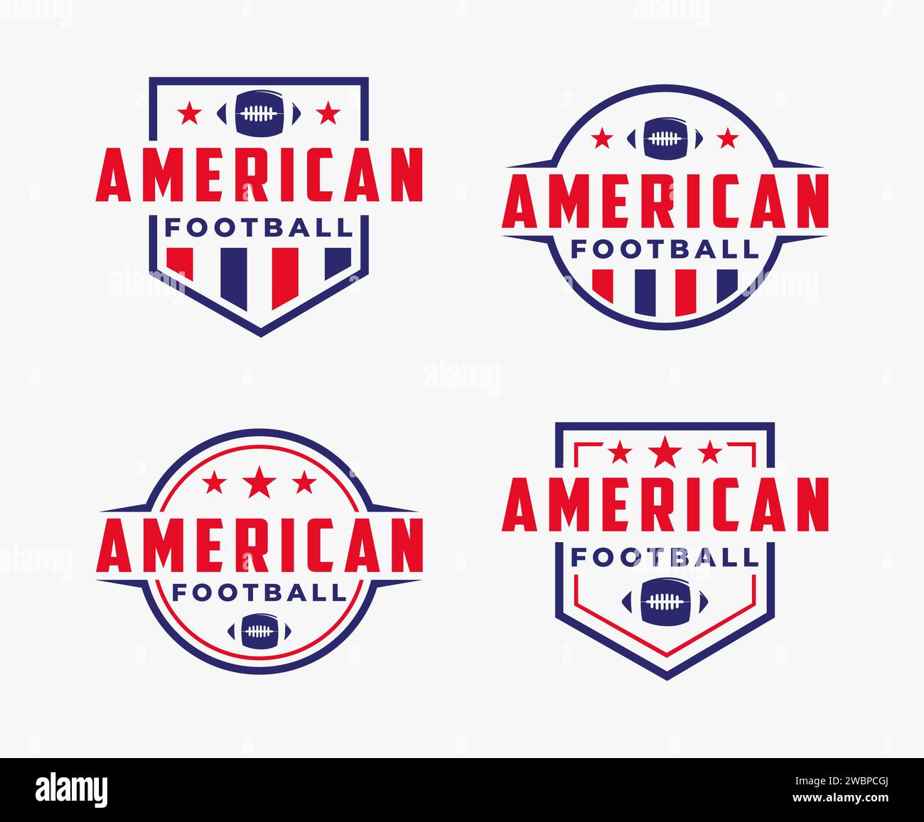 Set of American football sport logo with Gridiron ball on target icon ...