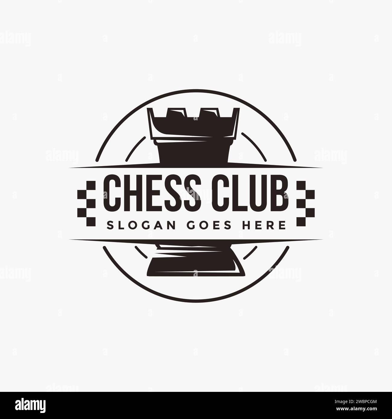 Vintage classic badge emblem chess club, chess tournament, rook logo ...