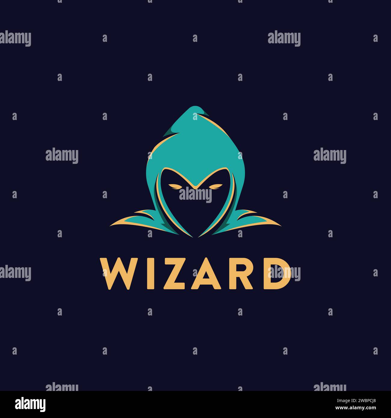 Simple head of wizard logo icon vector template on black background ...