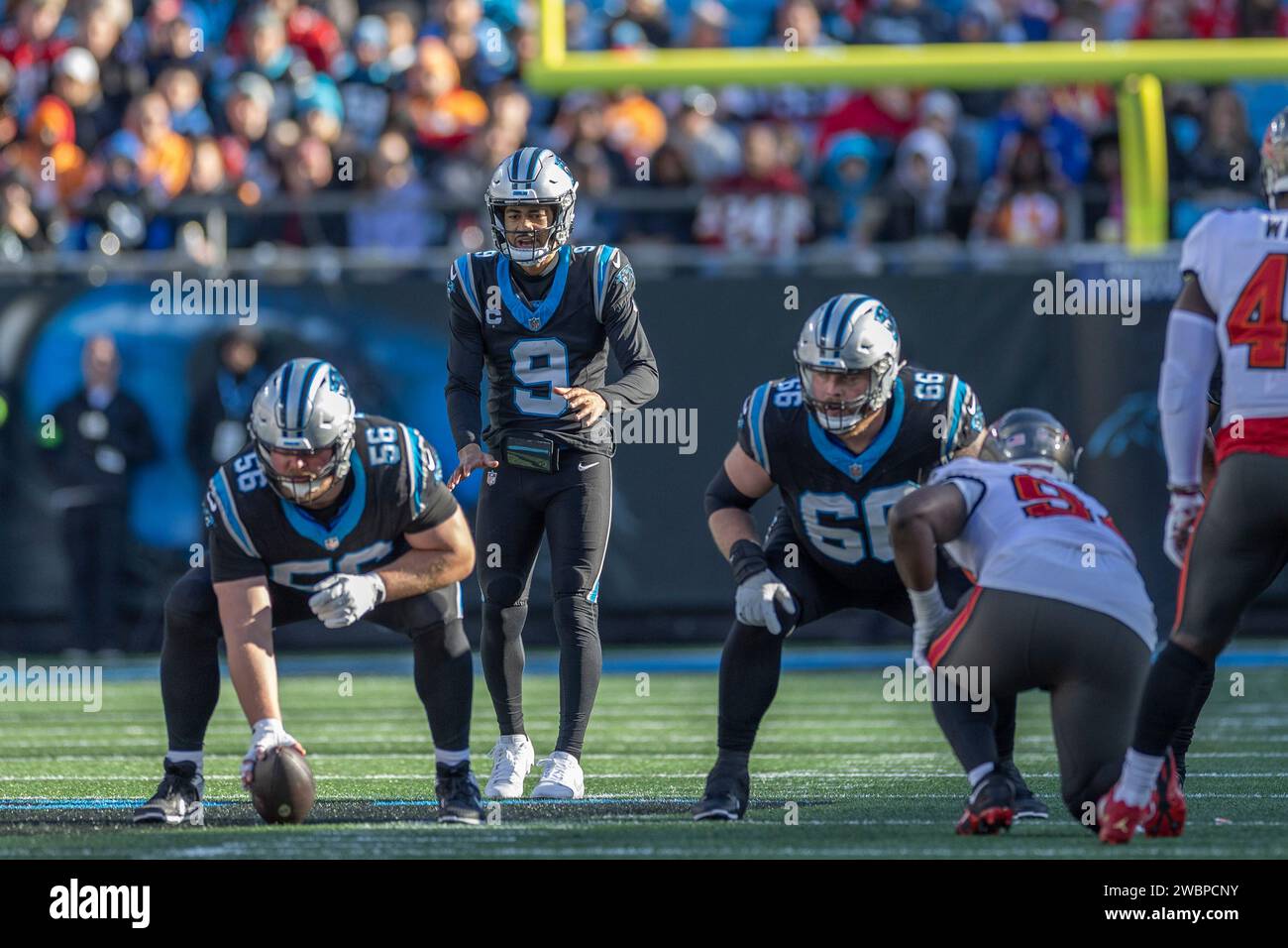 Charlotte, NC USA: Carolina Panthers quarterback Bryce Young (9) calls ...