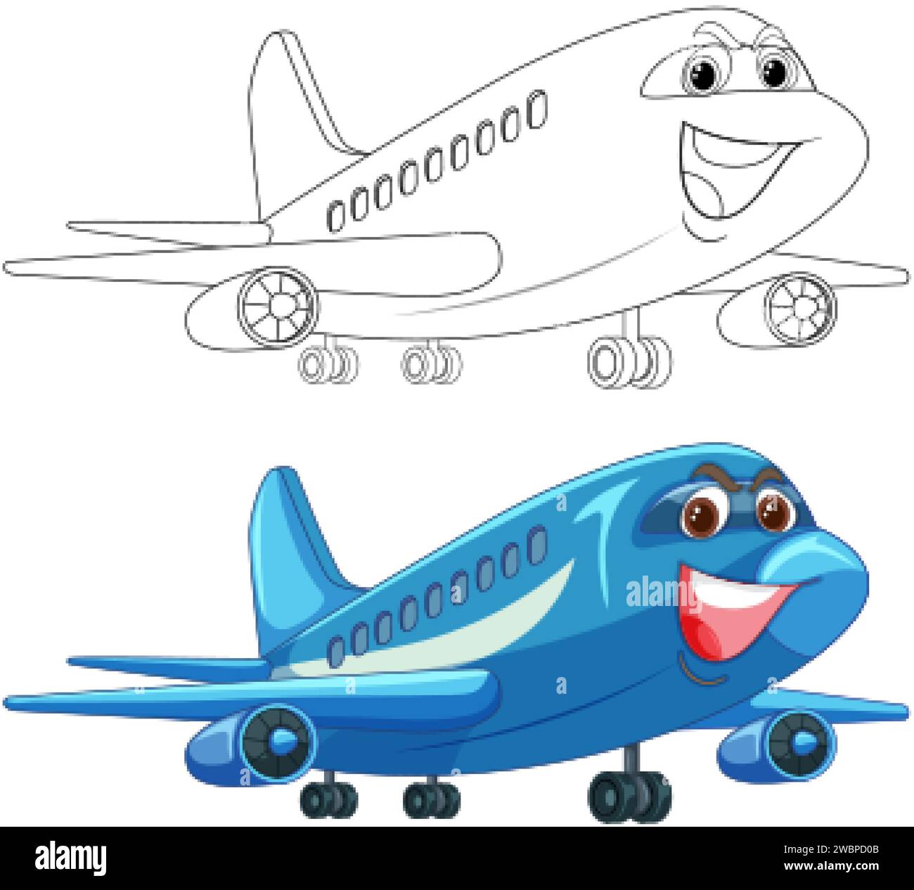 Two cheerful animated airplanes with smiling faces Stock Vector Image ...