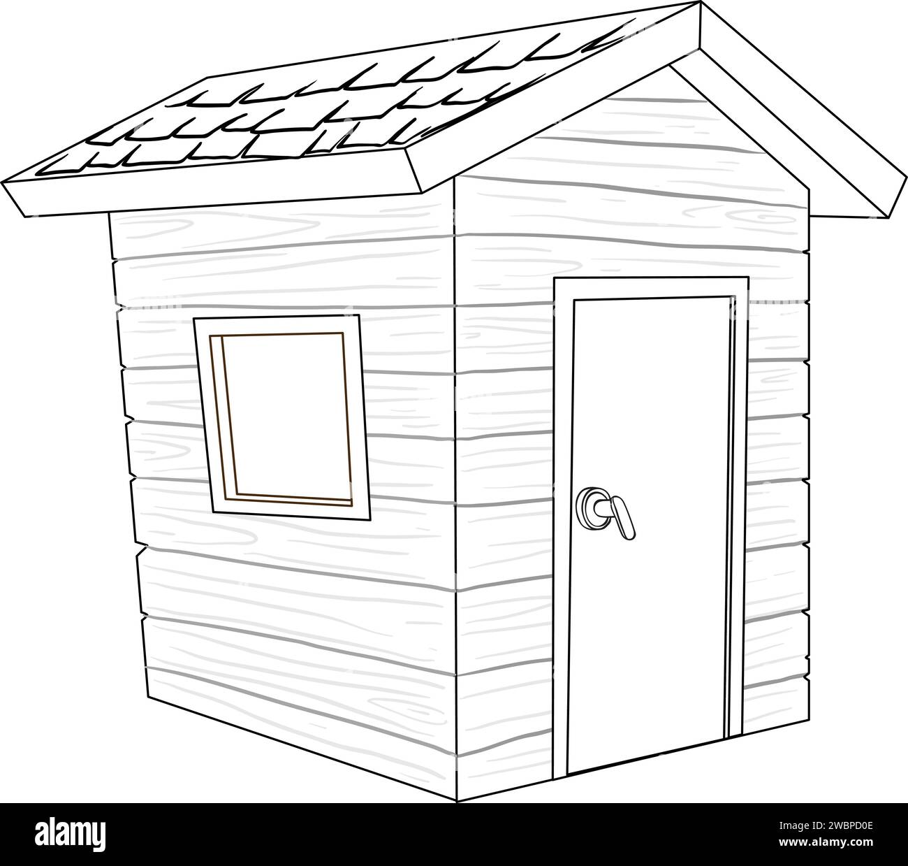 Black and white drawing of a simple shed Stock Vector Image & Art - Alamy