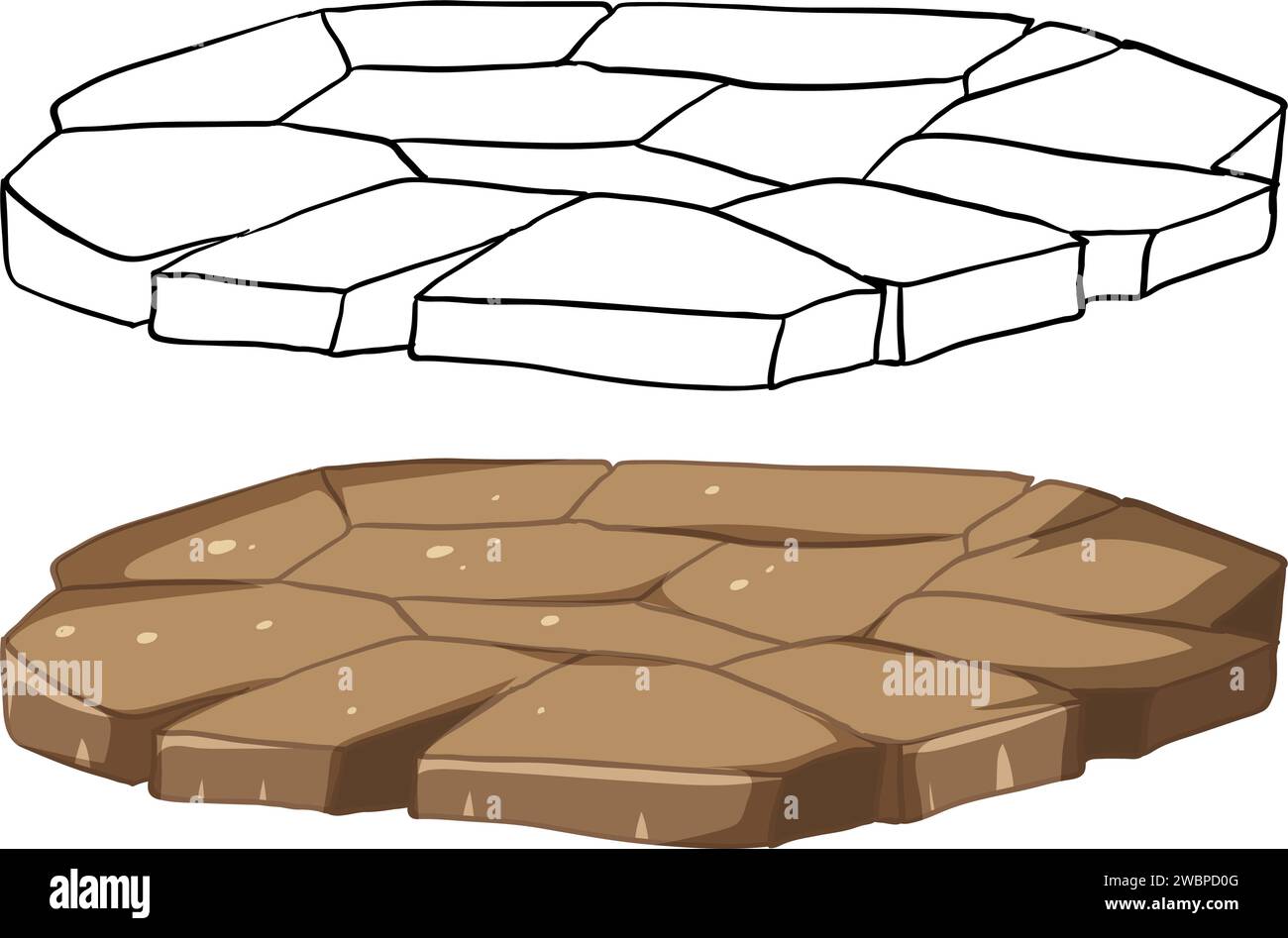 Two isolated vector platforms, one stone, one wood Stock Vector Image ...