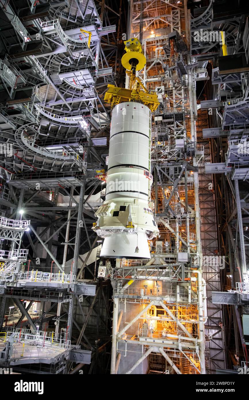 The second Artemis I aft booster segment was lowered into High Bay 3 at ...