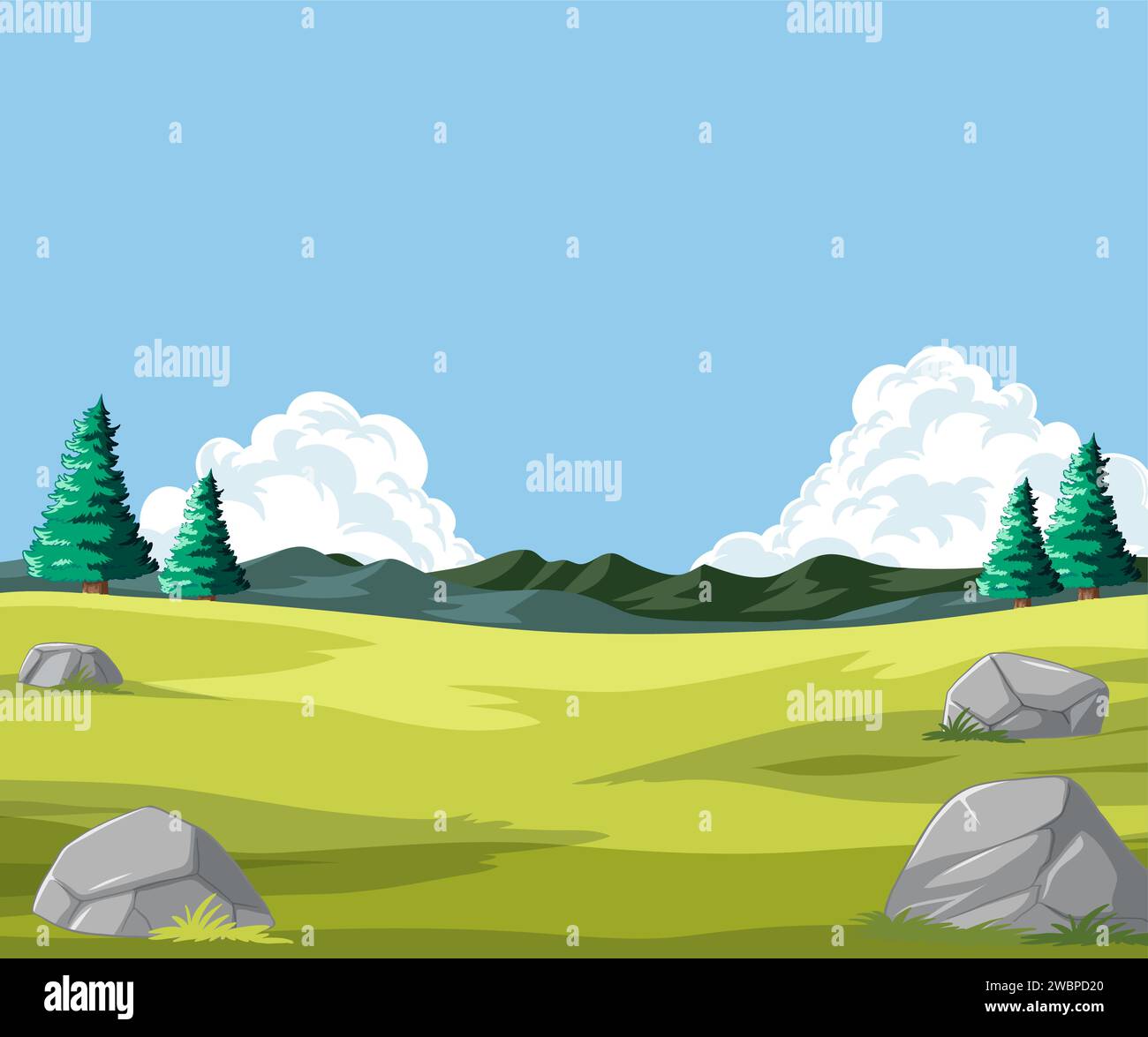 Vector illustration of a peaceful green landscape Stock Vector Image ...