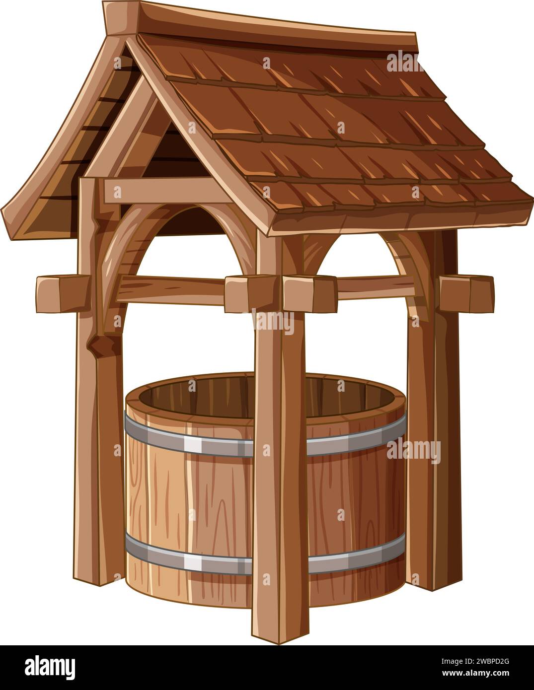 Cartoon-style drawing of a traditional water well Stock Vector Image ...