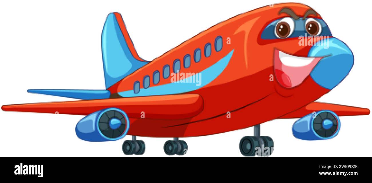 Colorful animated airplane with a cheerful expression Stock Vector ...