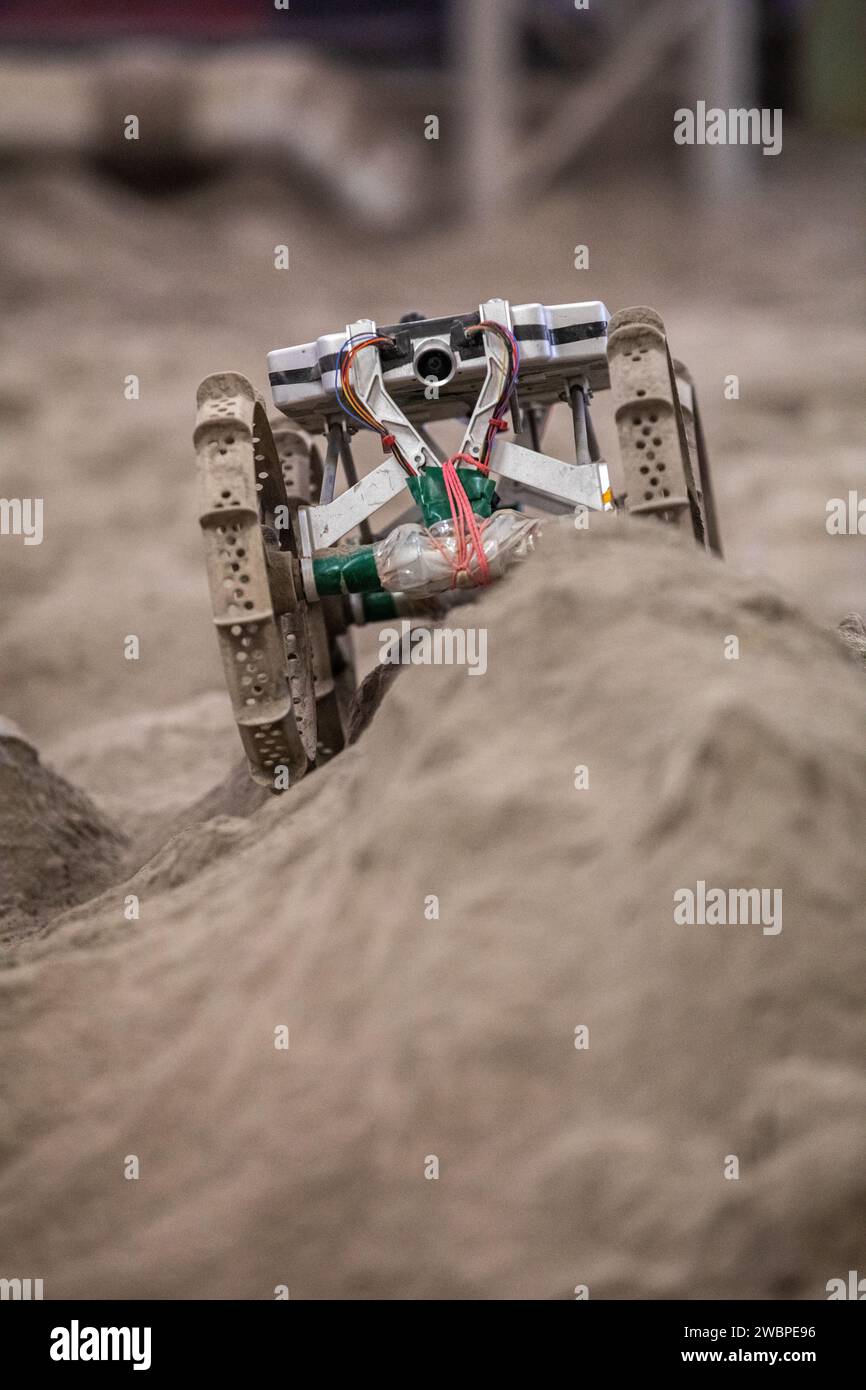 The Astrobotic CubeRover traverses obstacles in the Granular Mechanics ...