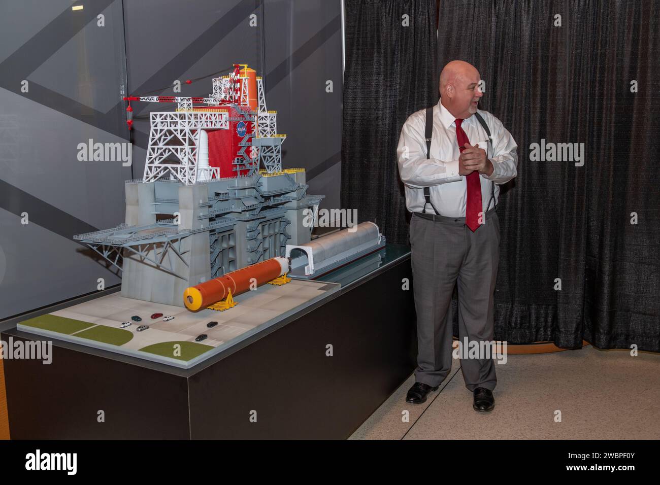 The unveiling of the B-2 Test Stand model for the SLS management team ...