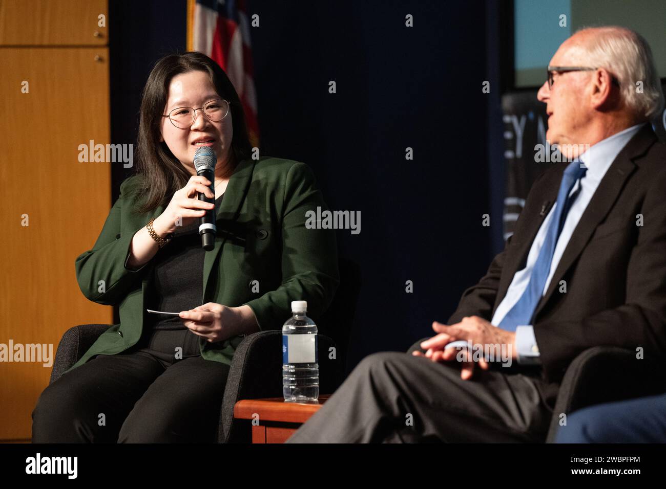 Moderator and Washington Post design reporter Shelly Tan, left, and ...