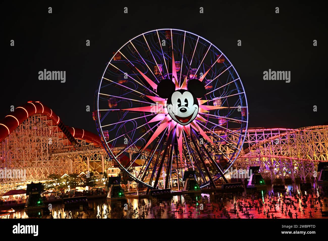 Disneyland Pixar Pier - Light Show Stock Photo - Alamy