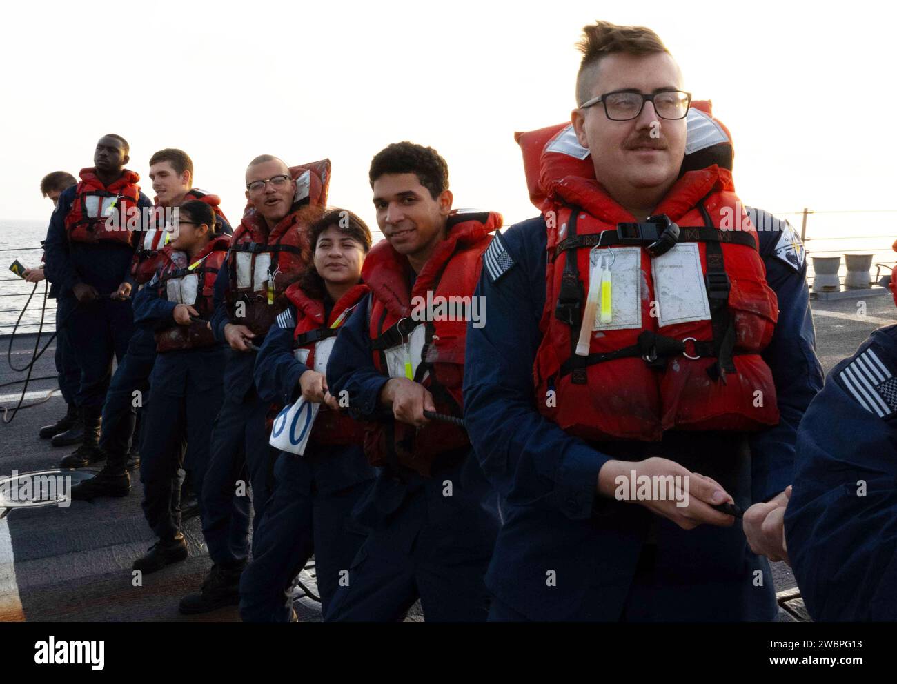 231221-N-CK669-1057 RED SEA (Dec. 21, 2023) Sailors assigned to the ...
