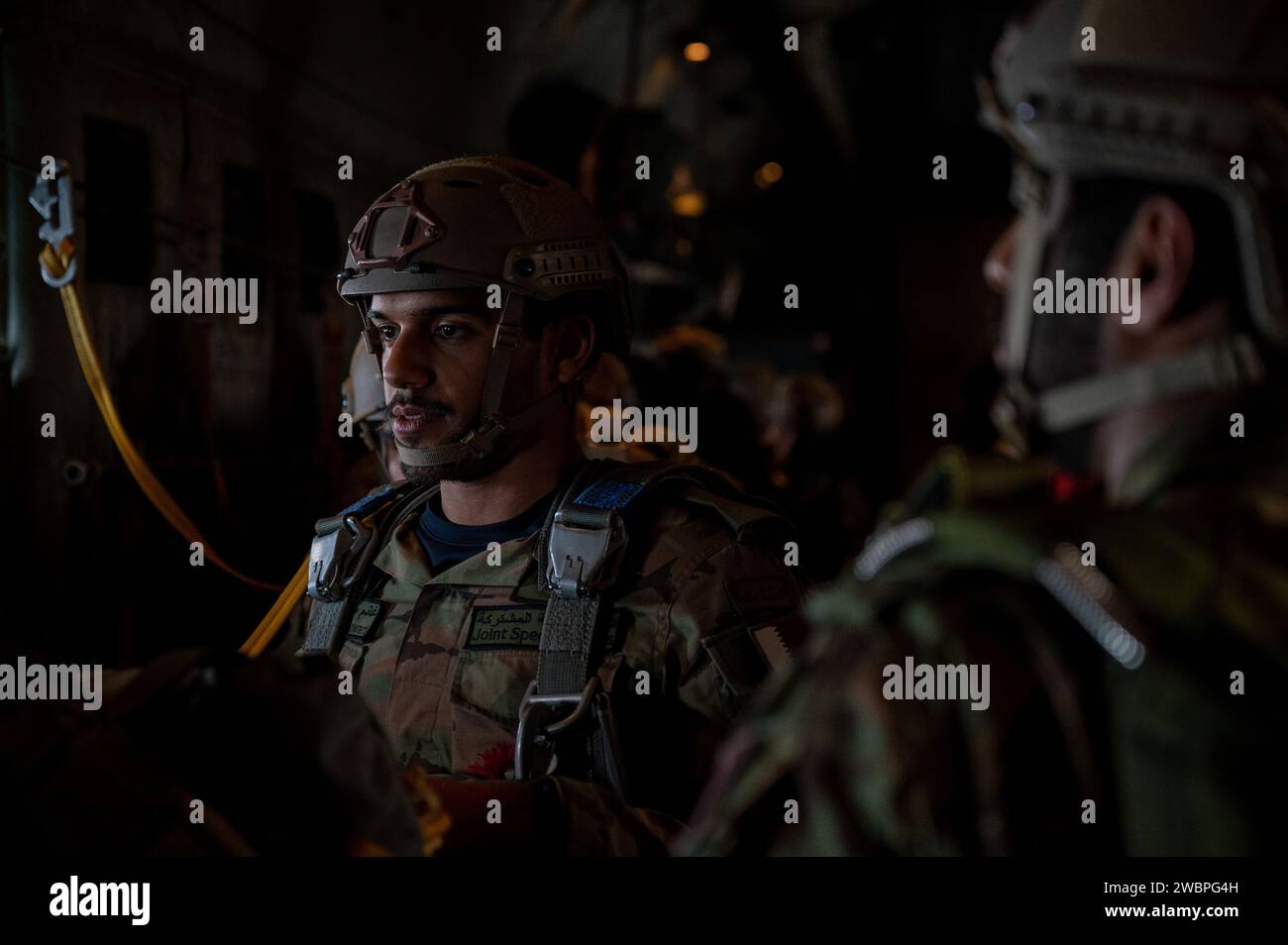 Qatari Joint Special Forces operators prepare to conduct a static-line ...