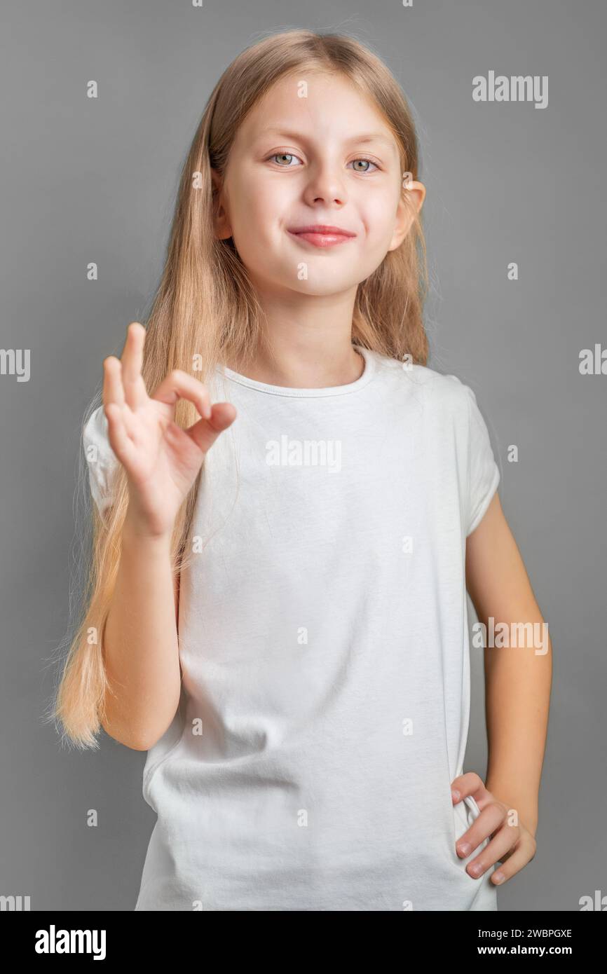 Beautiful little girl shows finger hi-res stock photography and images ...