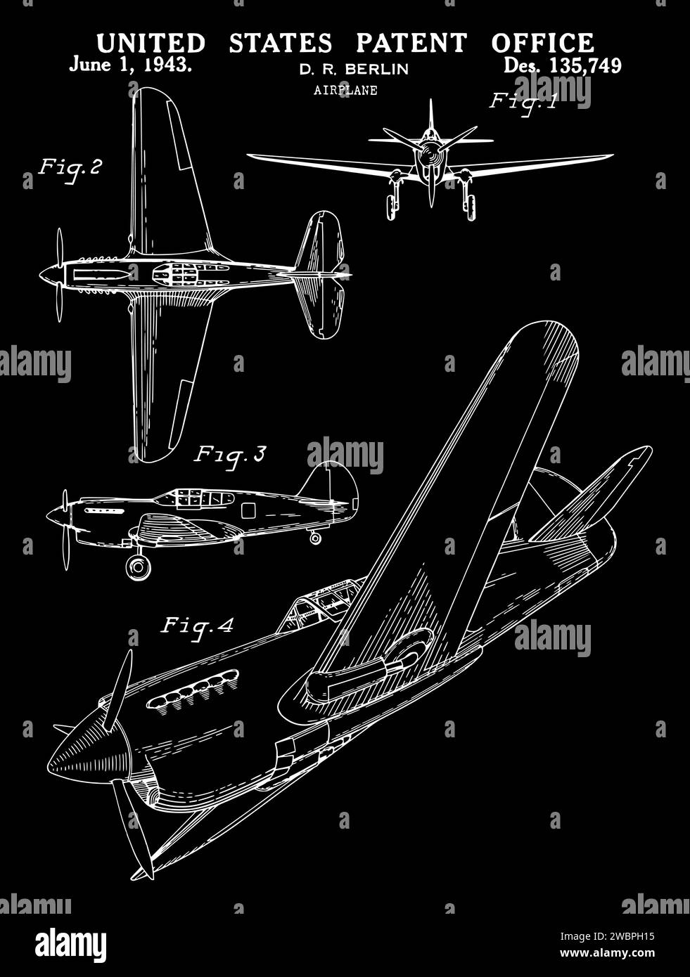 1943 Vintage Airplane Patent art Stock Vector Image & Art - Alamy