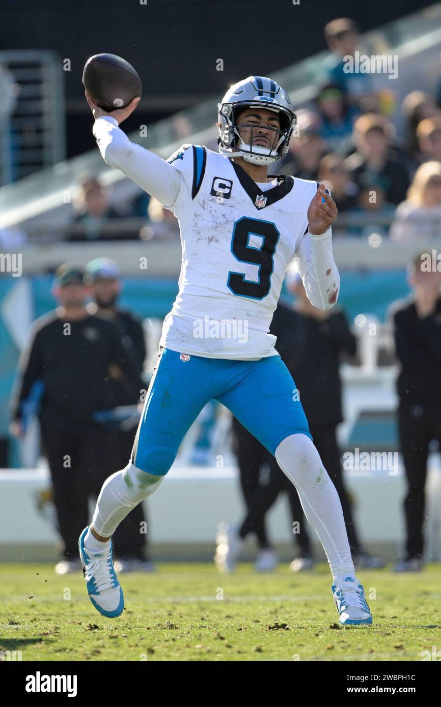 Carolina Panthers quarterback Bryce Young (9) throws a pass during the ...