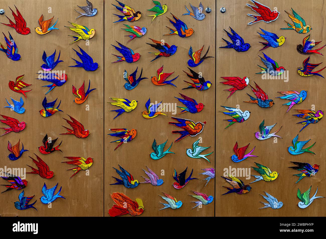 children's paper birds on display in South Broadway Cultural Center ...
