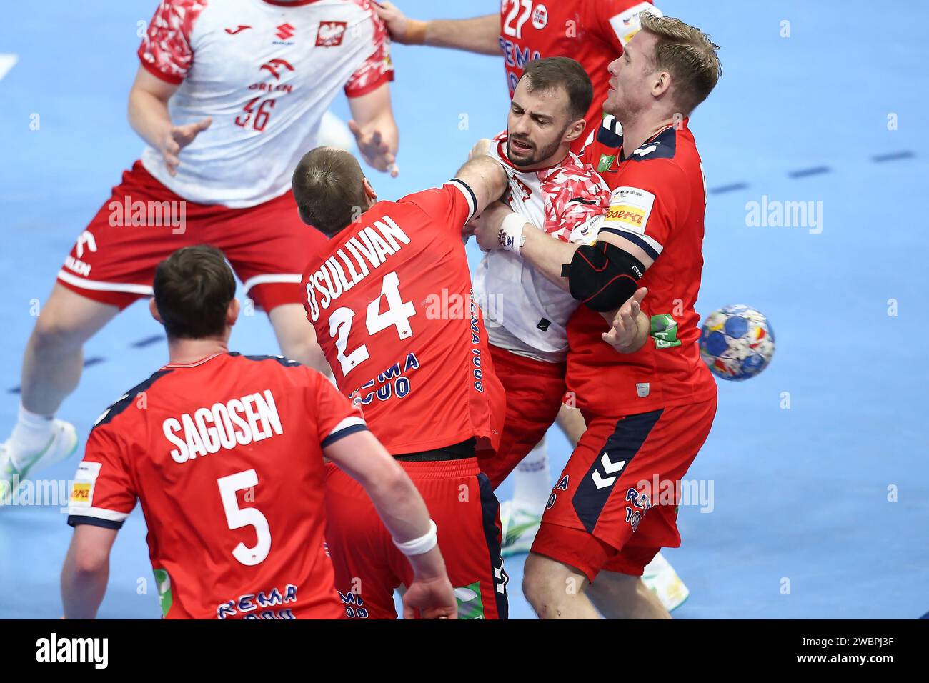Pawel Paterek of Poland during the Men's EHF Euro 2024, Group D ...