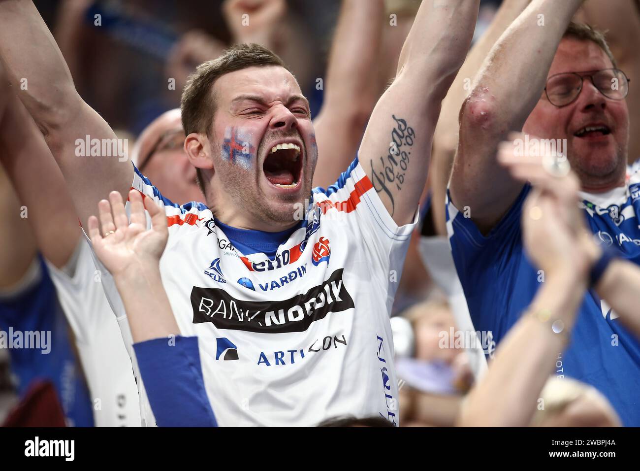 Berlin, Germany, 11/01/2024, Fans of Faroe Islands during the Men's EHF ...