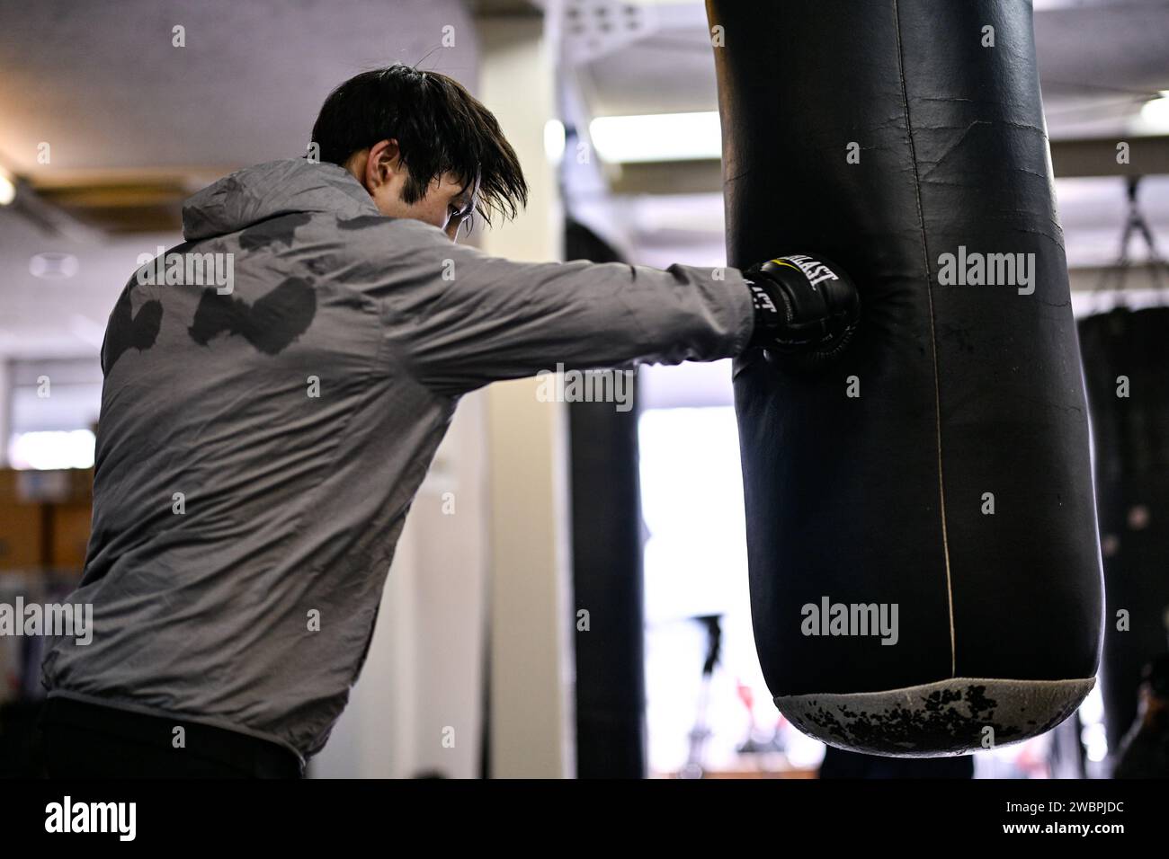 Seigo Yuri Akui of Japan trains during a public workout in Tokyo, Japan ...