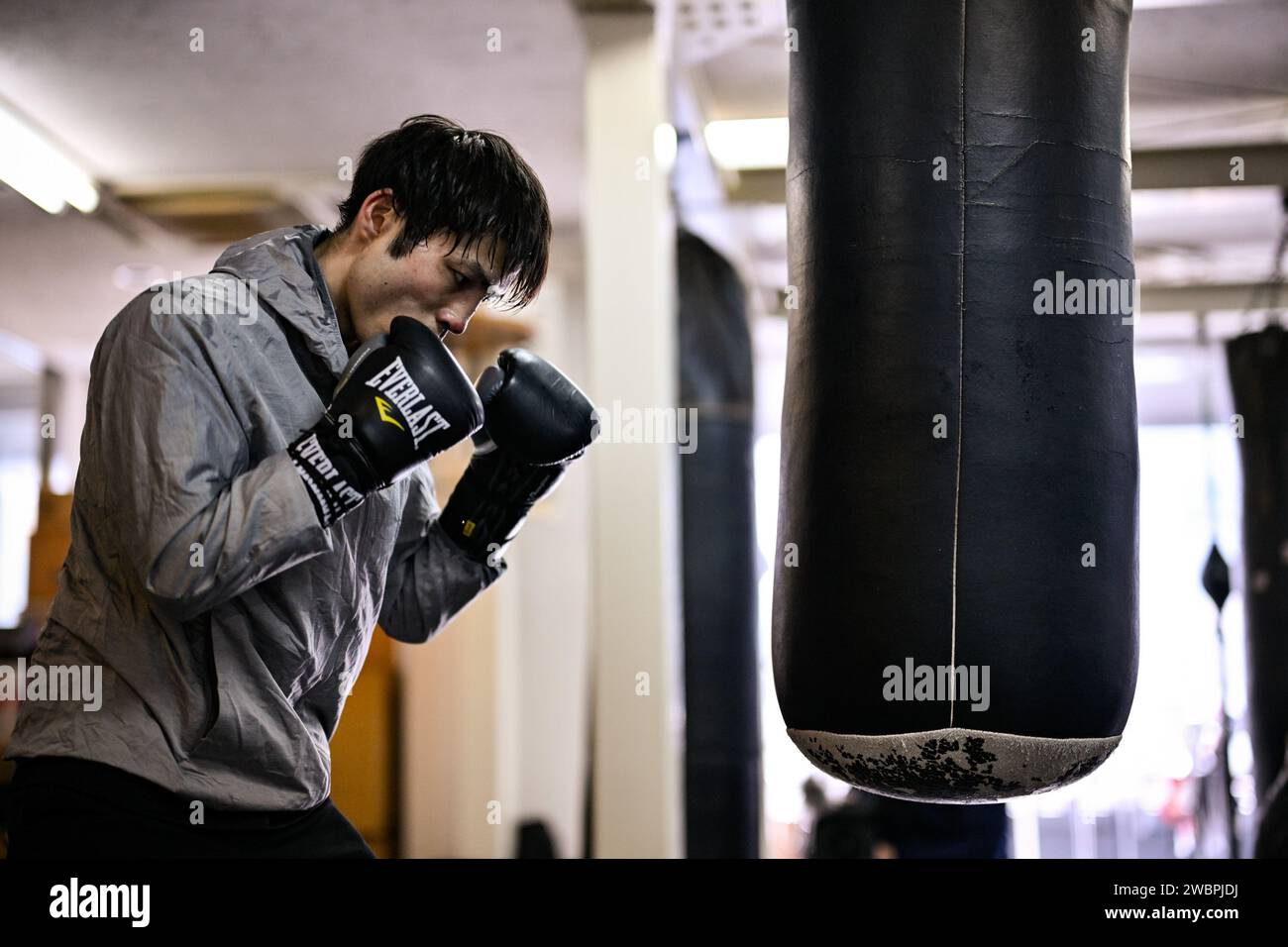 Seigo Yuri Akui of Japan trains during a public workout in Tokyo, Japan ...