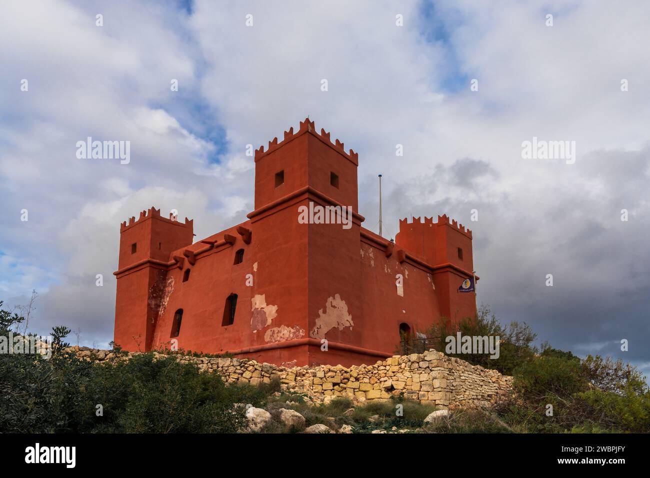 Mellieha, Malta - 21 December, 2023: view of the landmark fortress and ...