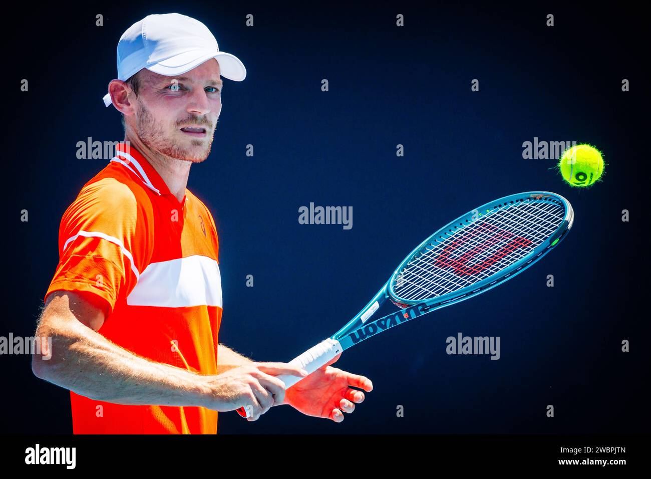 Melbourne, Australia. 12th Jan, 2024. Belgian David Goffin pictured in ...