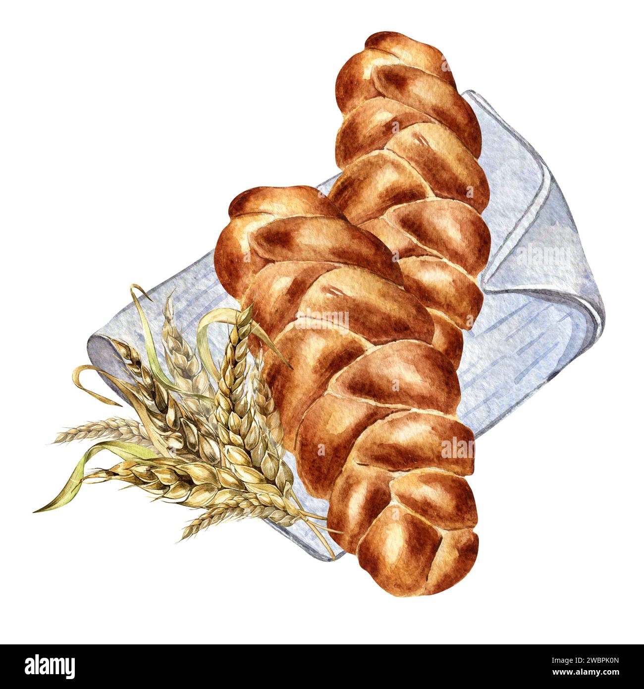 Challah tradition Jewish bread watercolor illustration isolated on ...