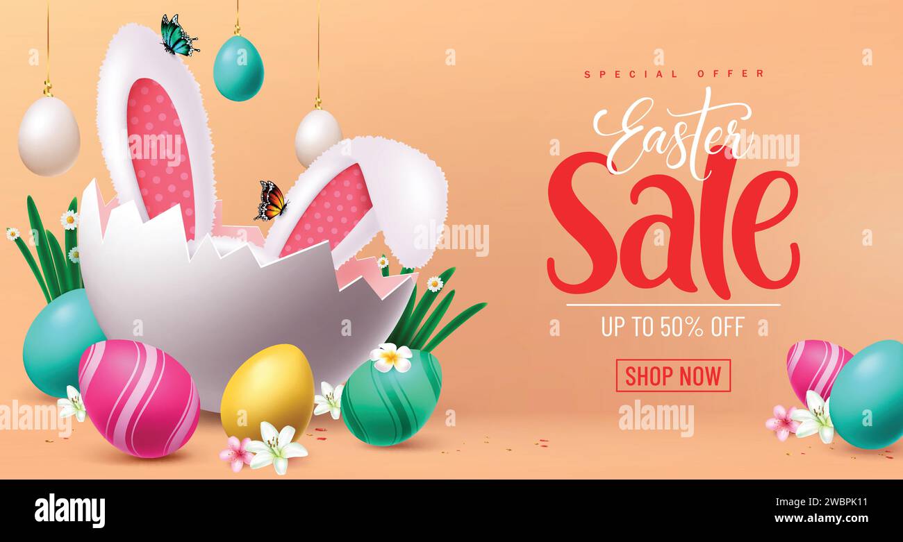 Easter sale text vector banner design. Easter sale special offer ...