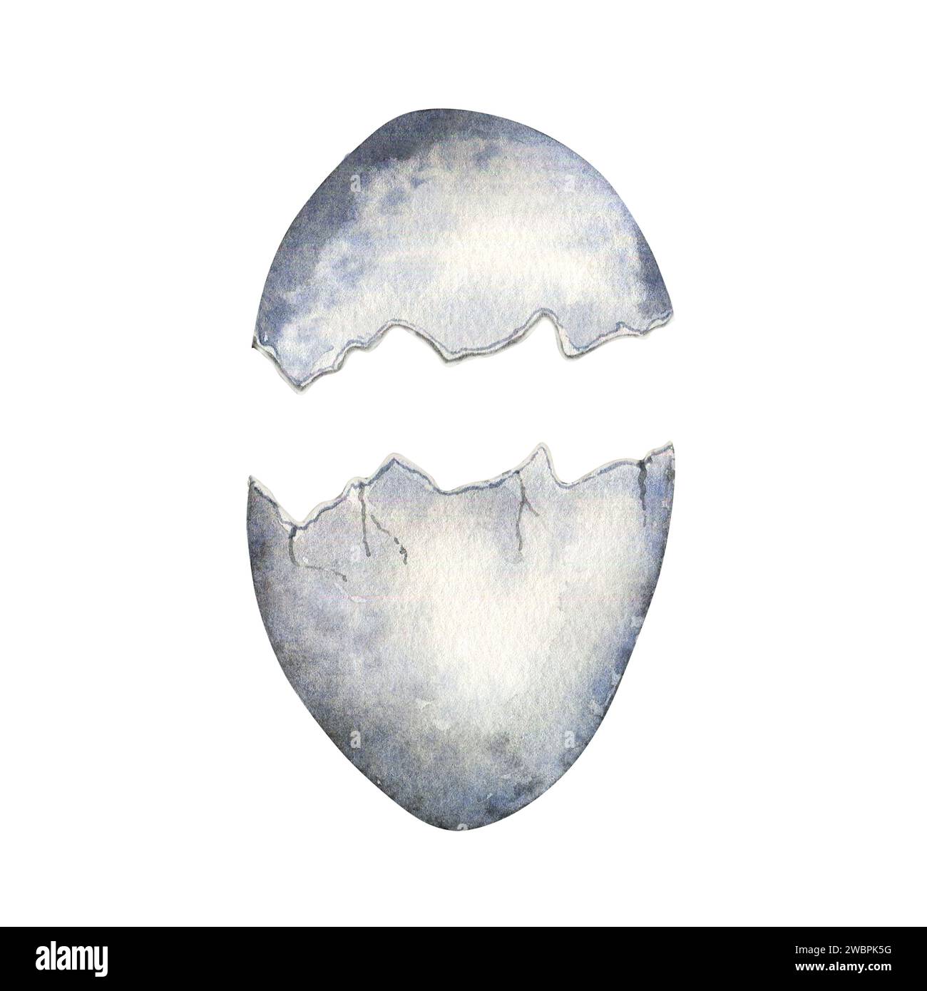 Easter broken egg watercolor illustration isolated on white background ...