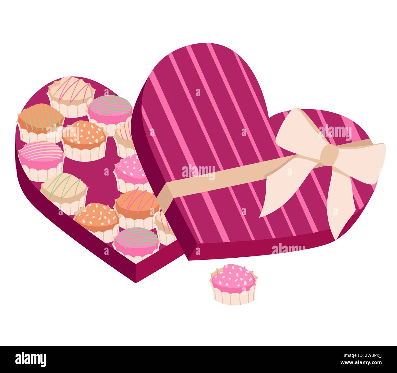 Valentines Day Chocolate Candy Heart Box Vector Illustration
