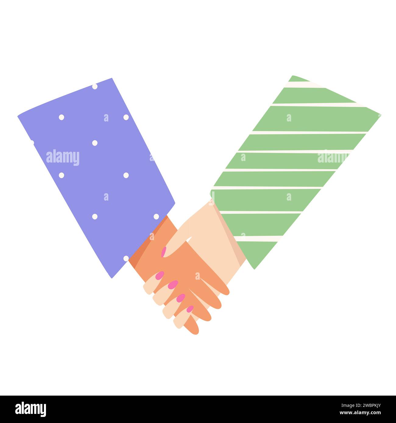 Couple in love hold hands vector illustration. A guy and a girl in love ...