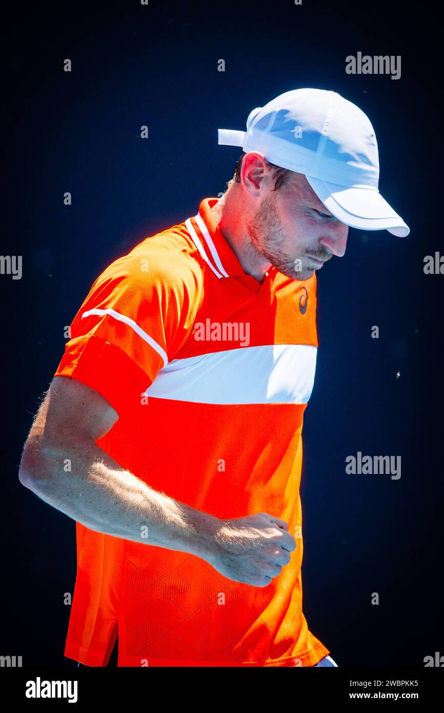 Melbourne, Australia. 12th Jan, 2024. Belgian David Goffin pictured in ...