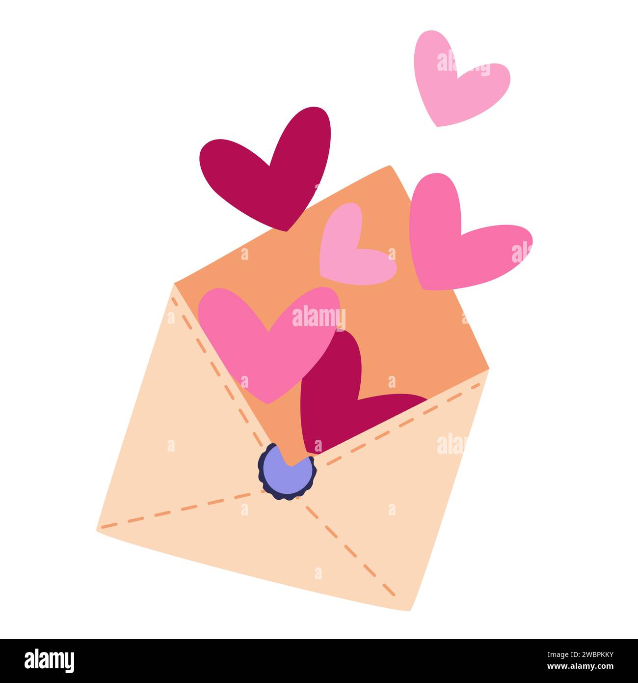 A romantic message in an envelope for Valentine's Day. Vector ...