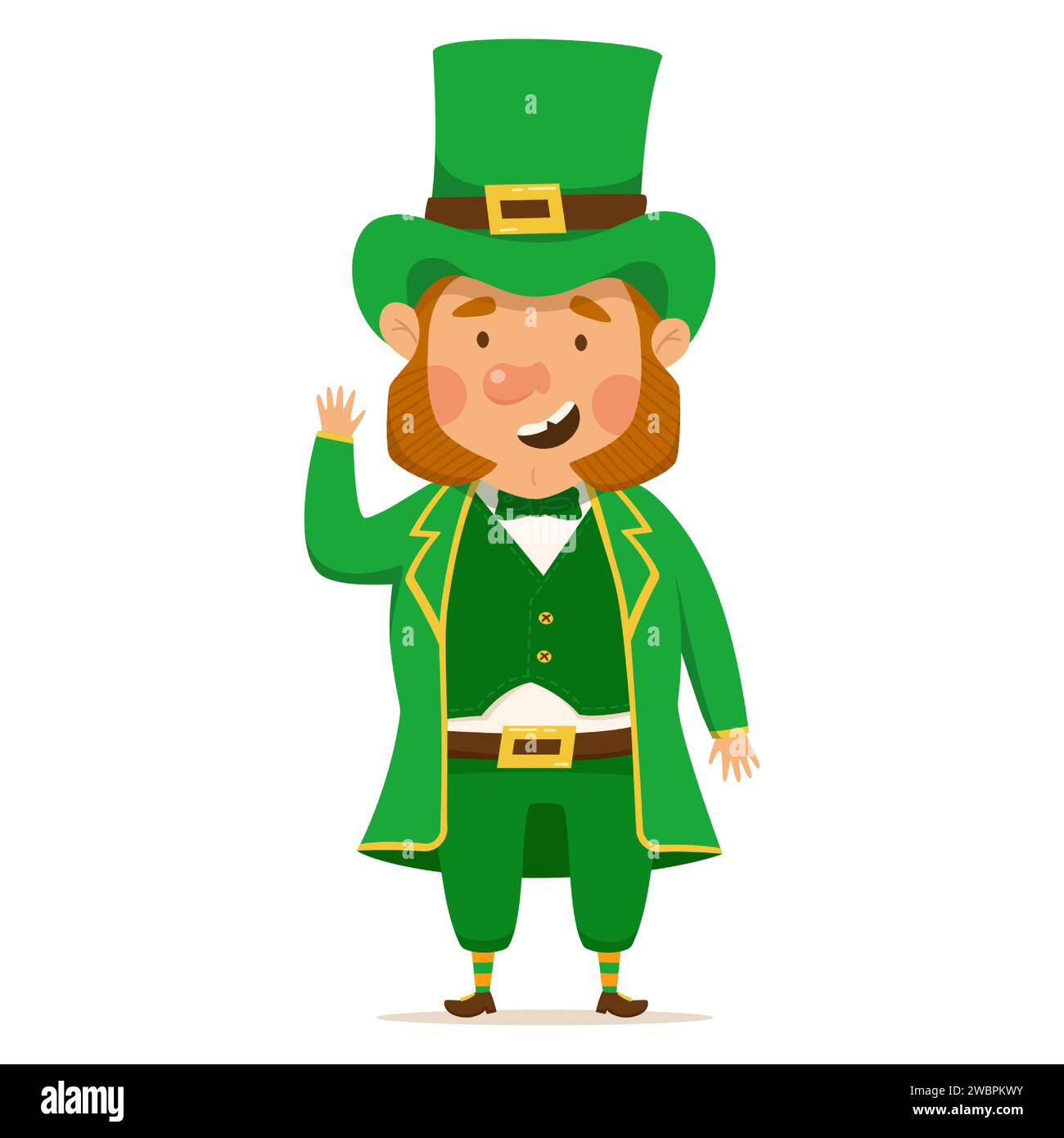 Funny and cute leprechaun for St. Patrick's day in a green suit and hat ...