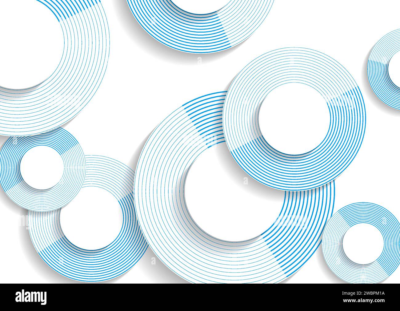 Blue white linear circles geometric abstract tech background. Minimal vector design Stock Vector ...