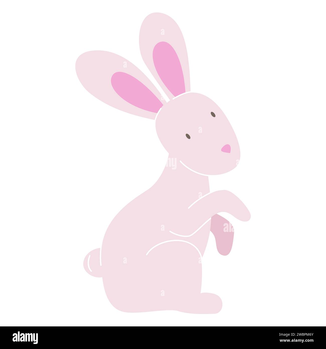 Vector funny cute pink easter bunny. Happy easter. Illustration of a ...