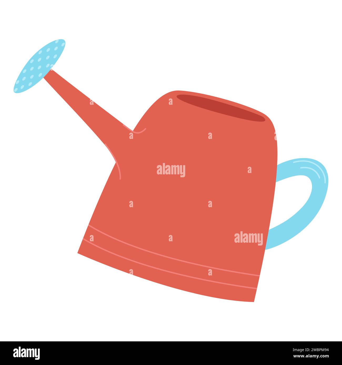 Red watering can in a flat style. Watering can vector illustration ...